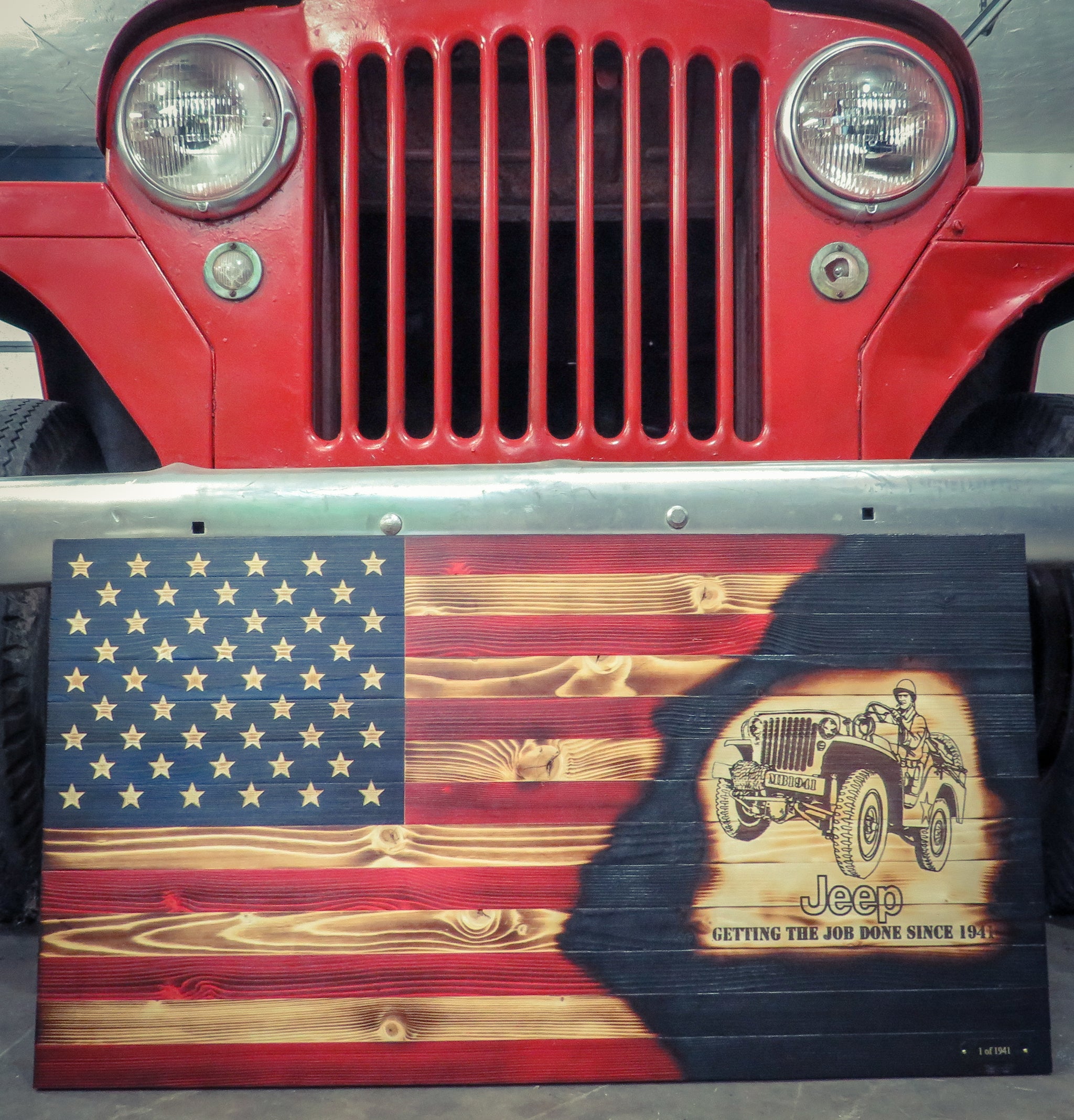 Limited edition Commemorative 1941 Jeep Willys flag – Old Glory Rustic ...