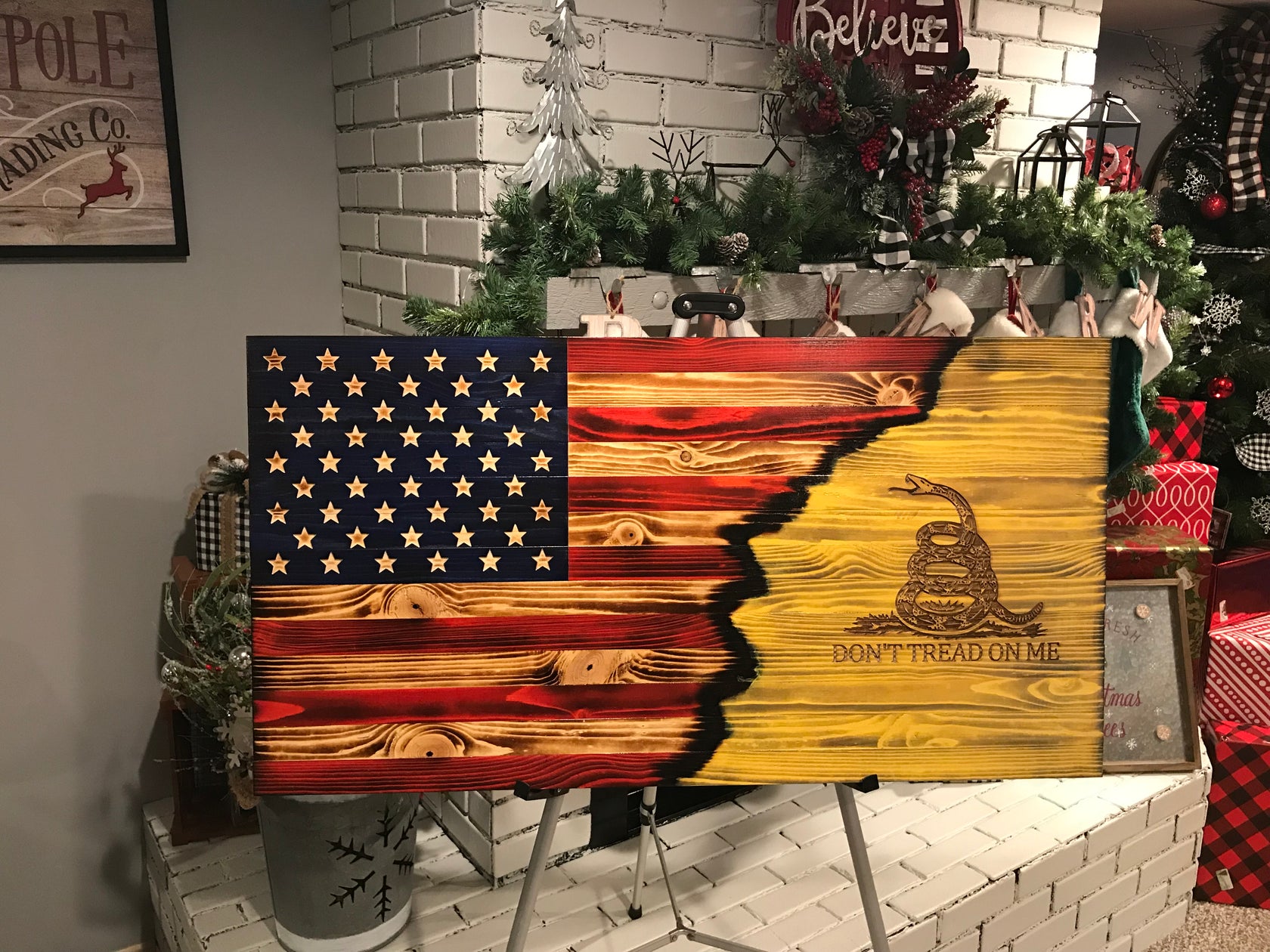 The Rustic Gadsden Charred Yellow, Wooden Gadsden Flag – Old Glory ...