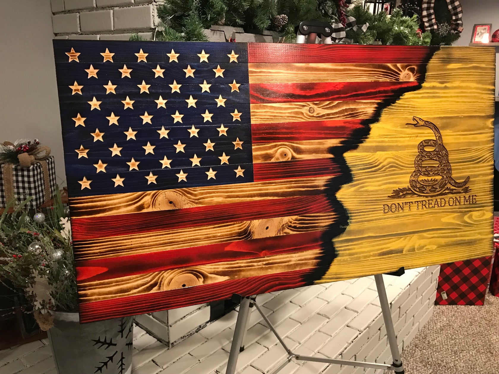 The Rustic Gadsden Charred Yellow, Wooden Gadsden Flag – Old Glory ...
