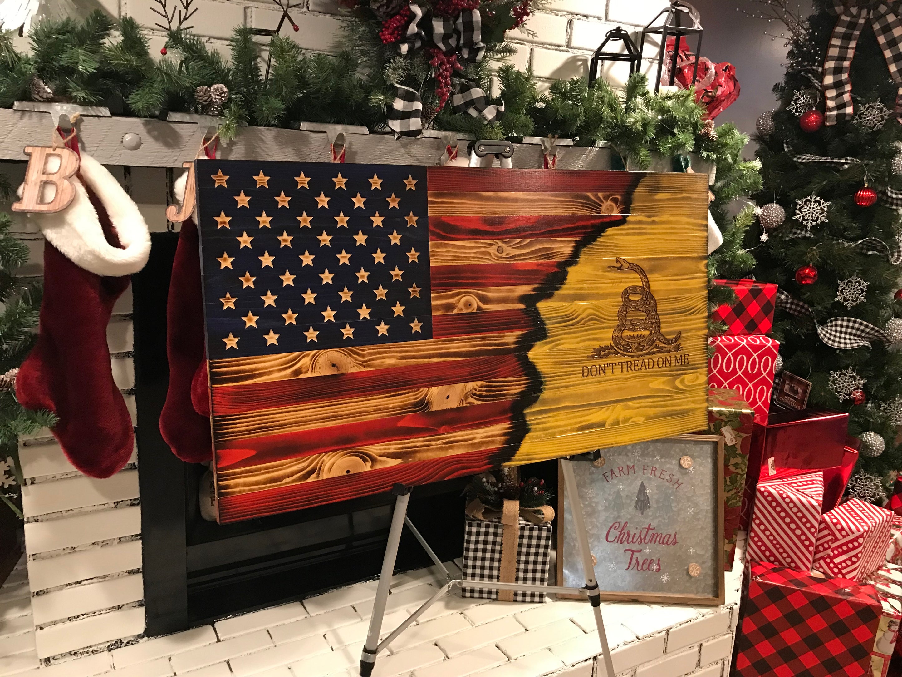 The Rustic Gadsden Charred Yellow, Wooden Gadsden Flag – Old Glory ...